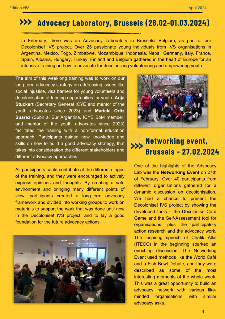 Newsletter - International Cultural Youth Exchange